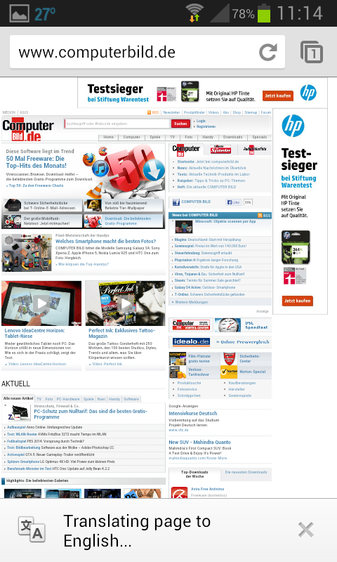 Chrome for Android gets Google Translate & Fullscreen mode on Tablets ...